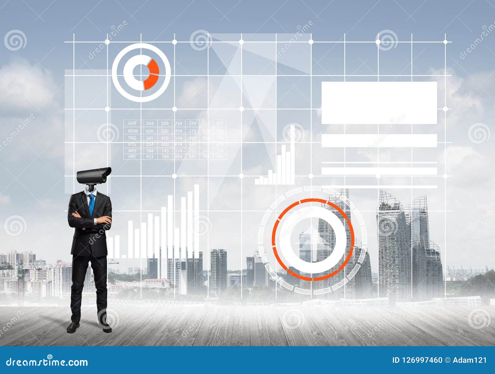 Concept of Security and Privacy Protection with Camera Headed Man Stock ...