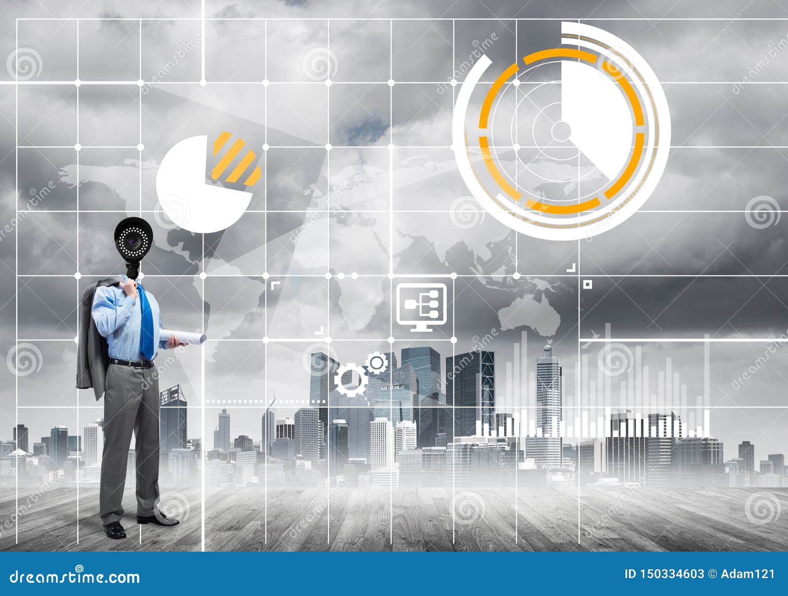 Concept of Security and Privacy Protection with Camera Headed Man Stock ...