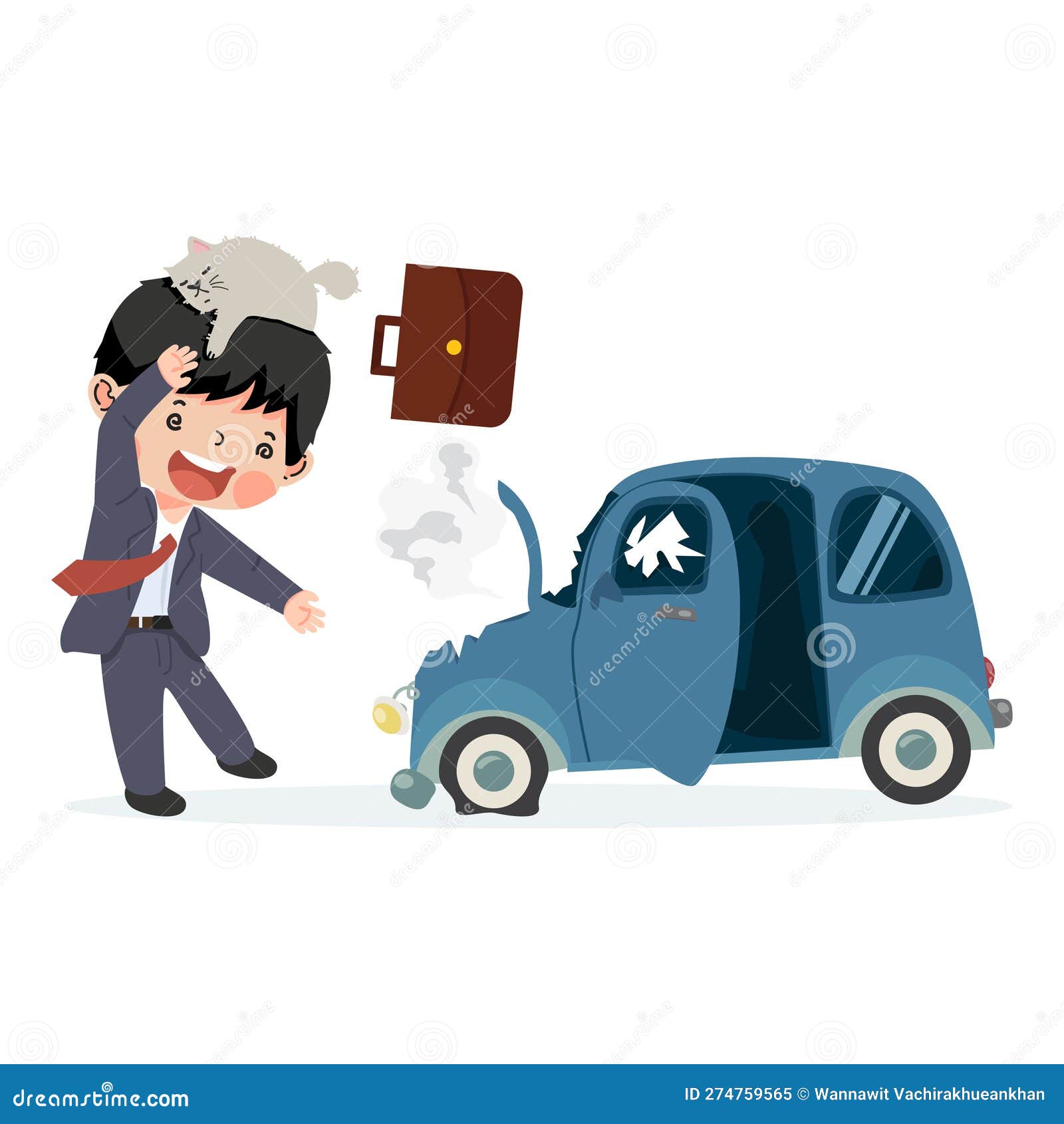 Businessman Car Accident Cartoon Vector Stock Vector - Illustration of ...