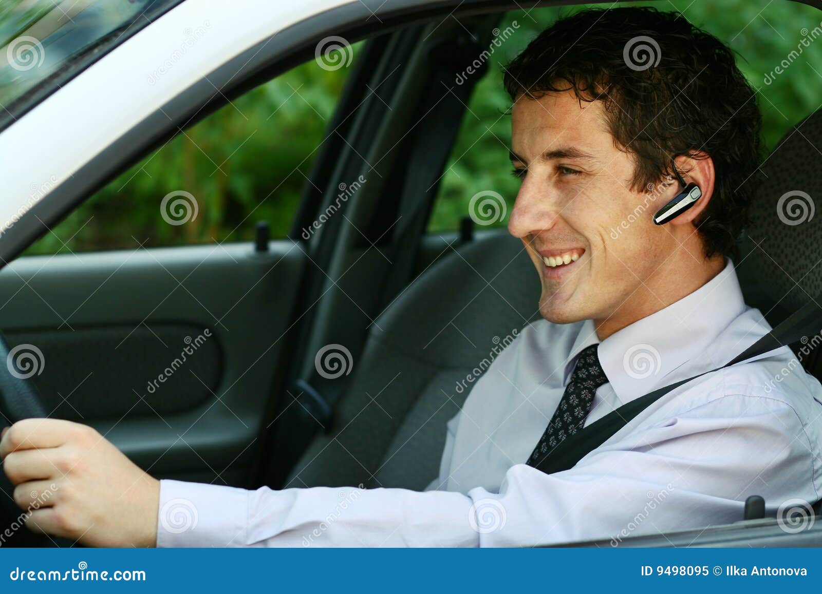Businessman in Car with Bluetooth Stock Image - Image of corporate ...