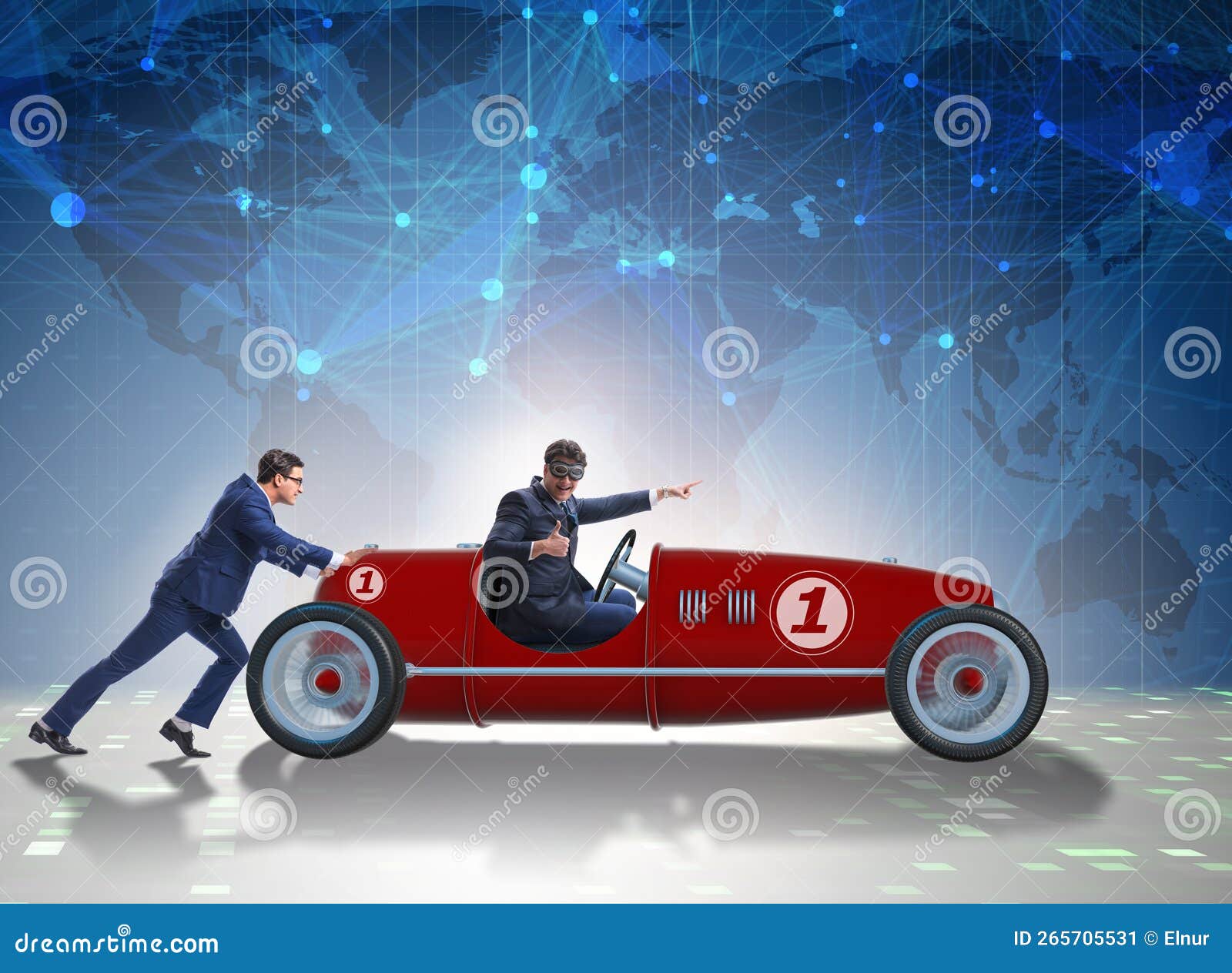 Businessman Car Pushing in Teamwork Concept Stock Image - Image of ...