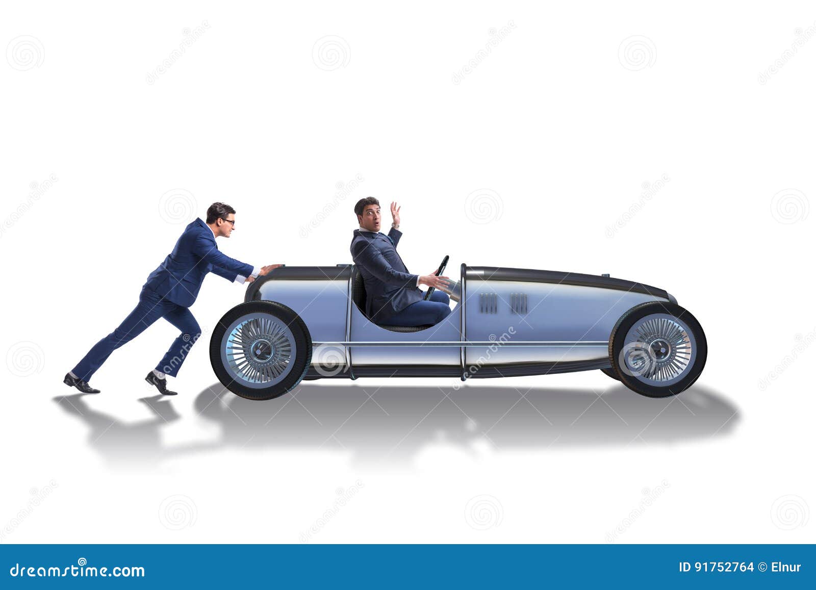 The Businessman Car Pushing in Teamwork Concept Stock Photo - Image of ...