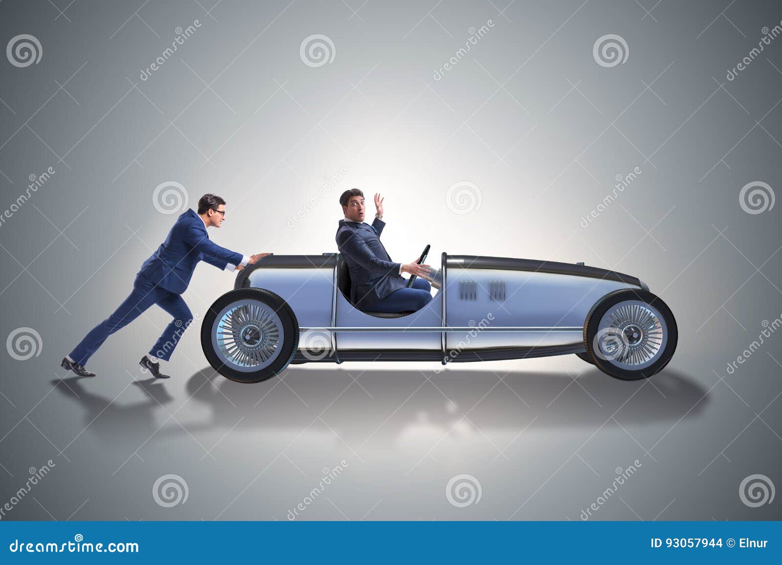 The Businessman Car Pushing in Teamwork Concept Stock Photo - Image of ...