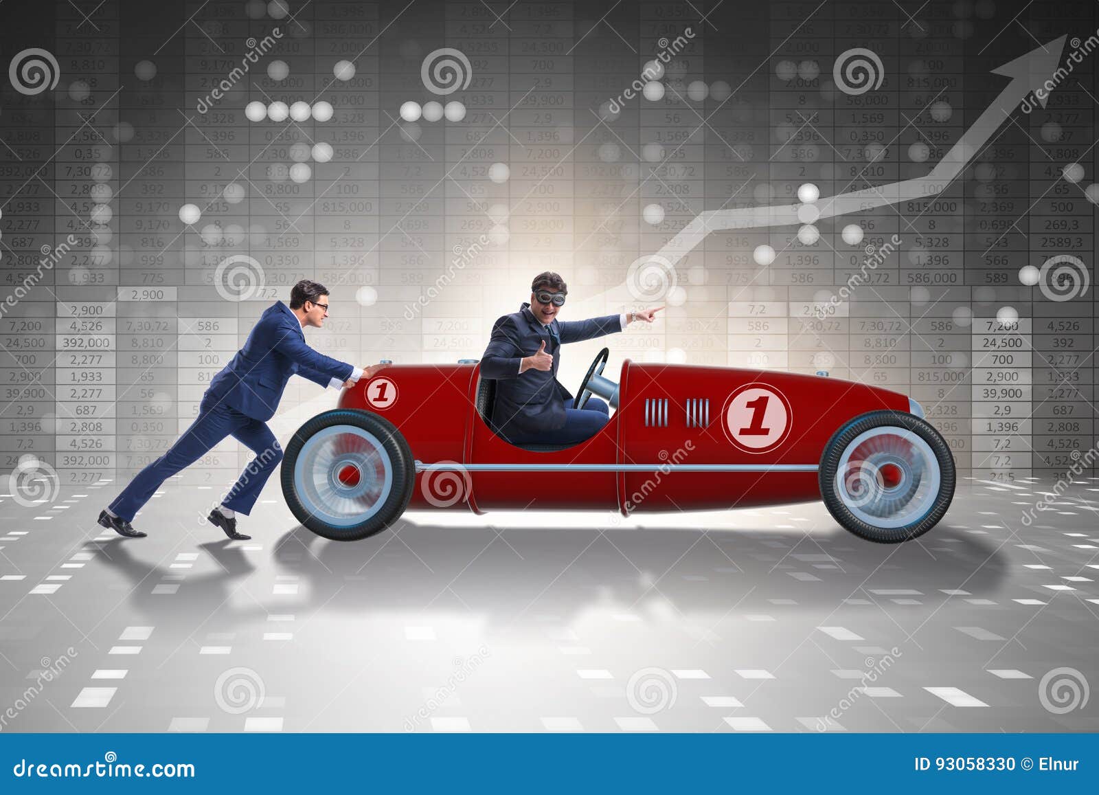 The Businessman Car Pushing in Teamwork Concept Stock Photo - Image of ...