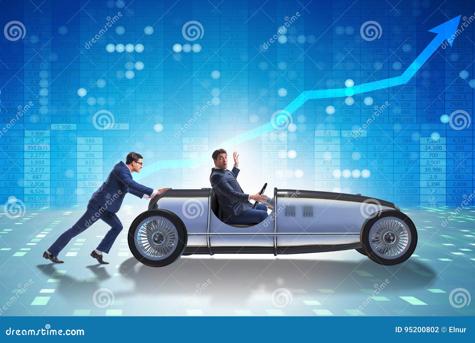 The Businessman Car Pushing in Teamwork Concept Stock Photo - Image of ...