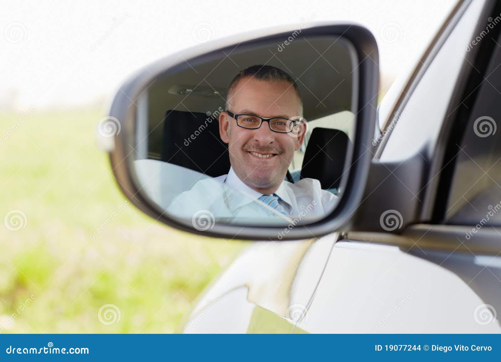 Businessman in Car Smiling at Camera Stock Photo - Image of male ...