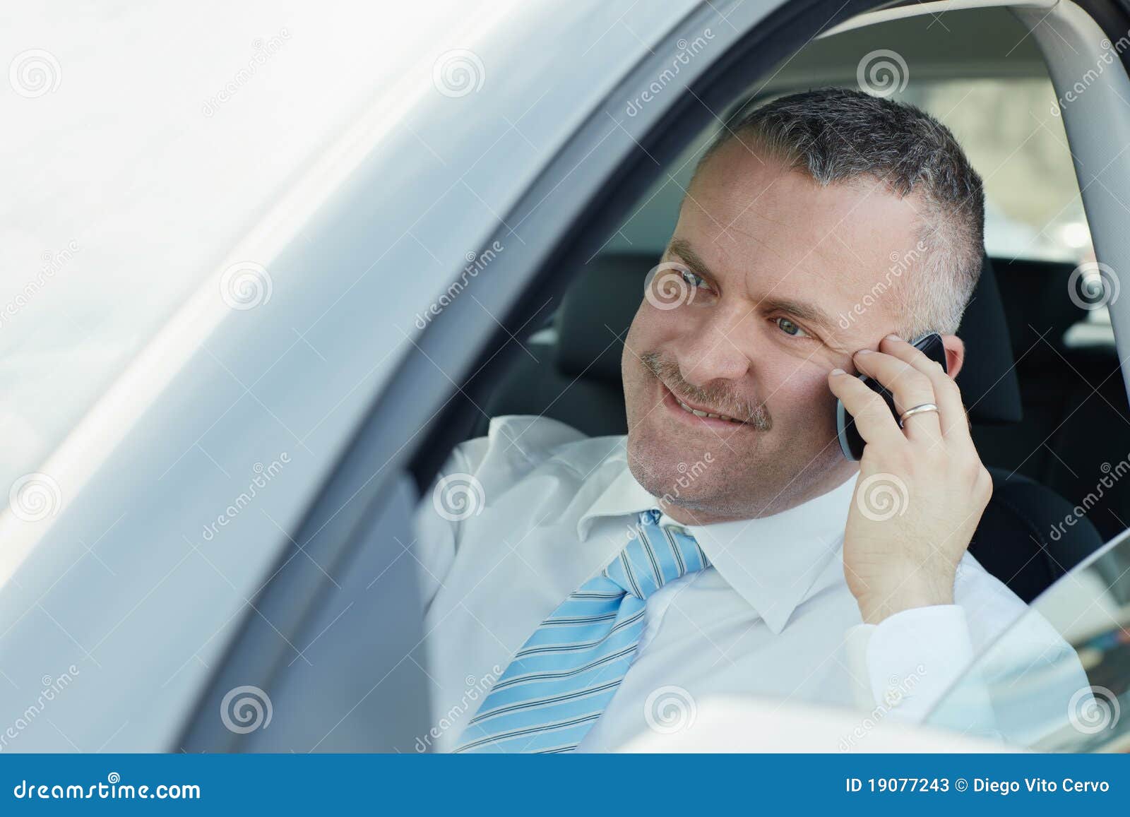 Businessman in Car Talking on Mobile Phone Stock Image - Image of happy ...