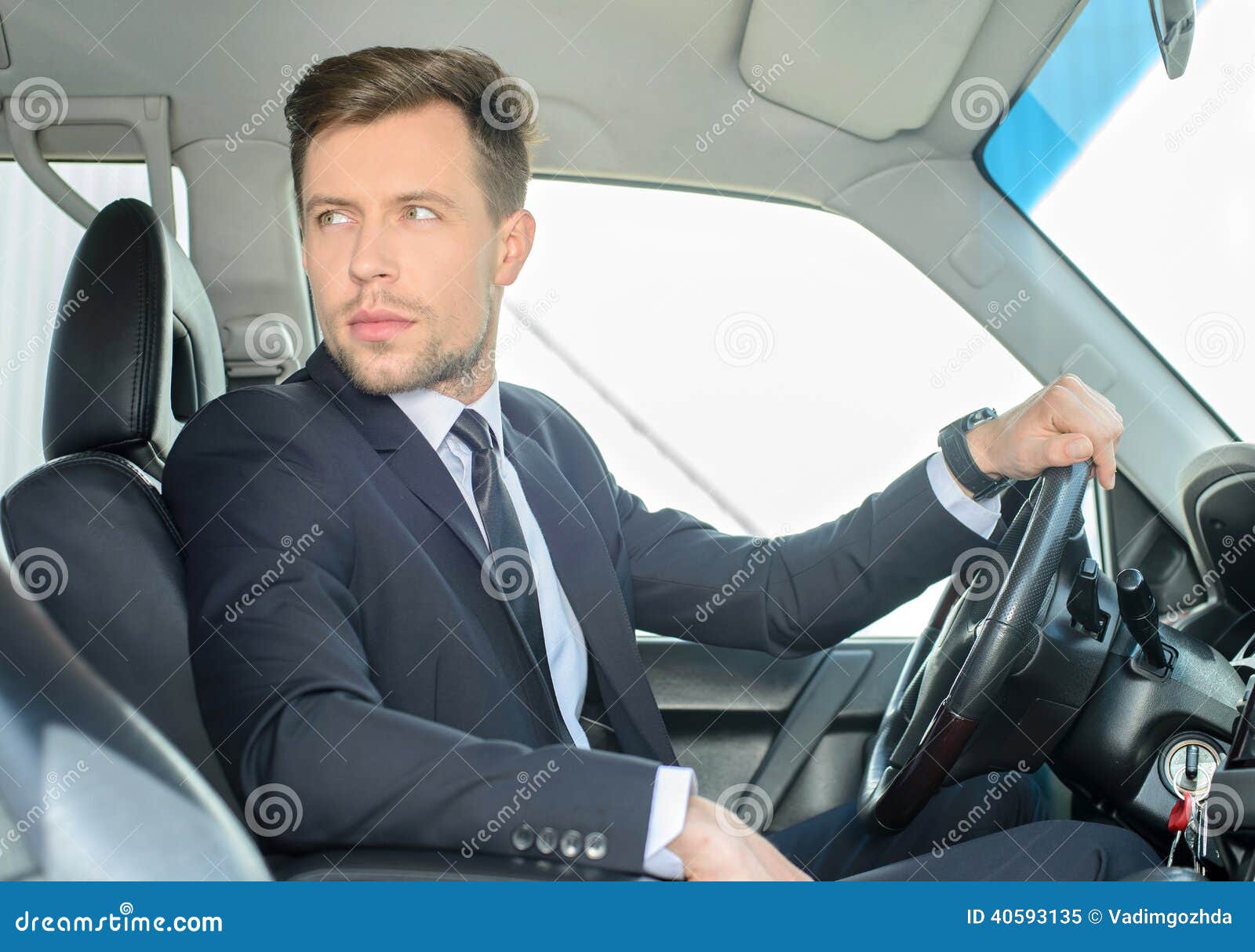 Businessman in the Car stock image. Image of portrait - 40593135