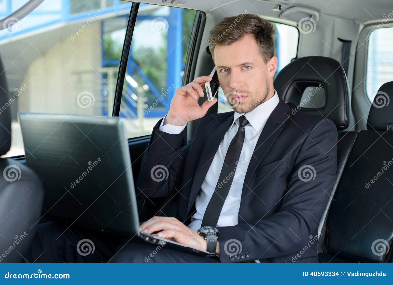 Businessman in the Car stock photo. Image of mobile, automobile - 40593334