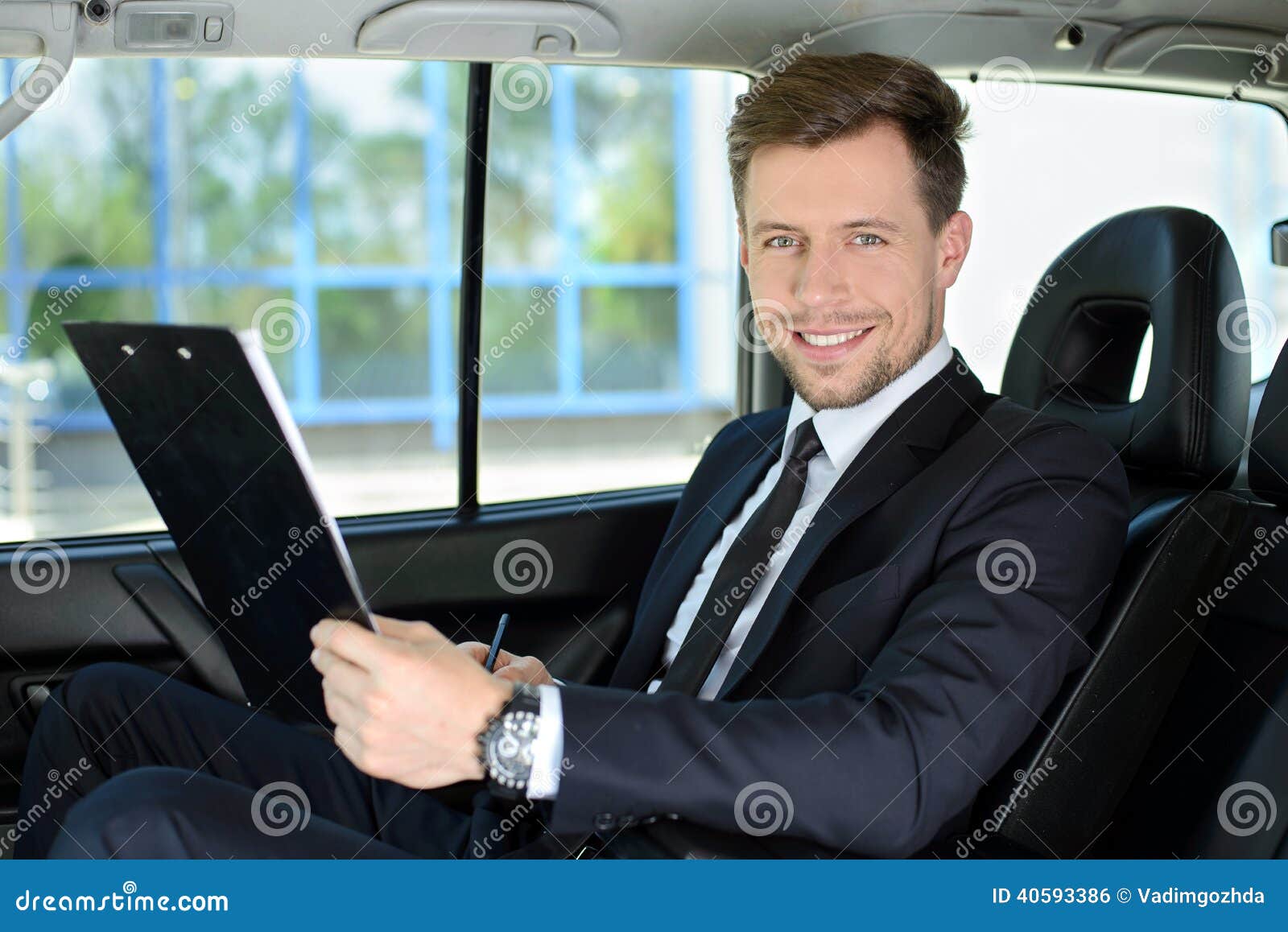 Businessman in the Car stock photo. Image of happy, male - 40593386