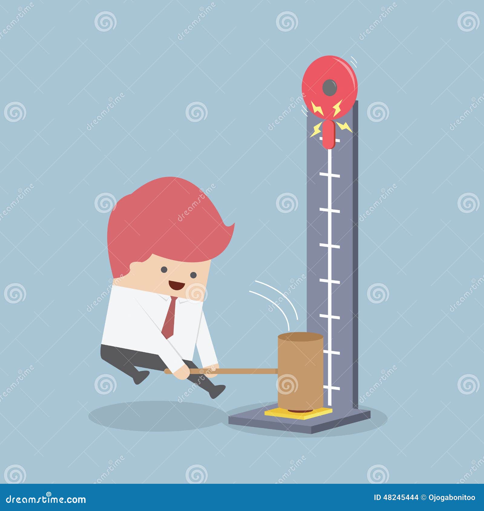Strength Tester. Test Your Strength Amusement Game Cartoon Vector ...