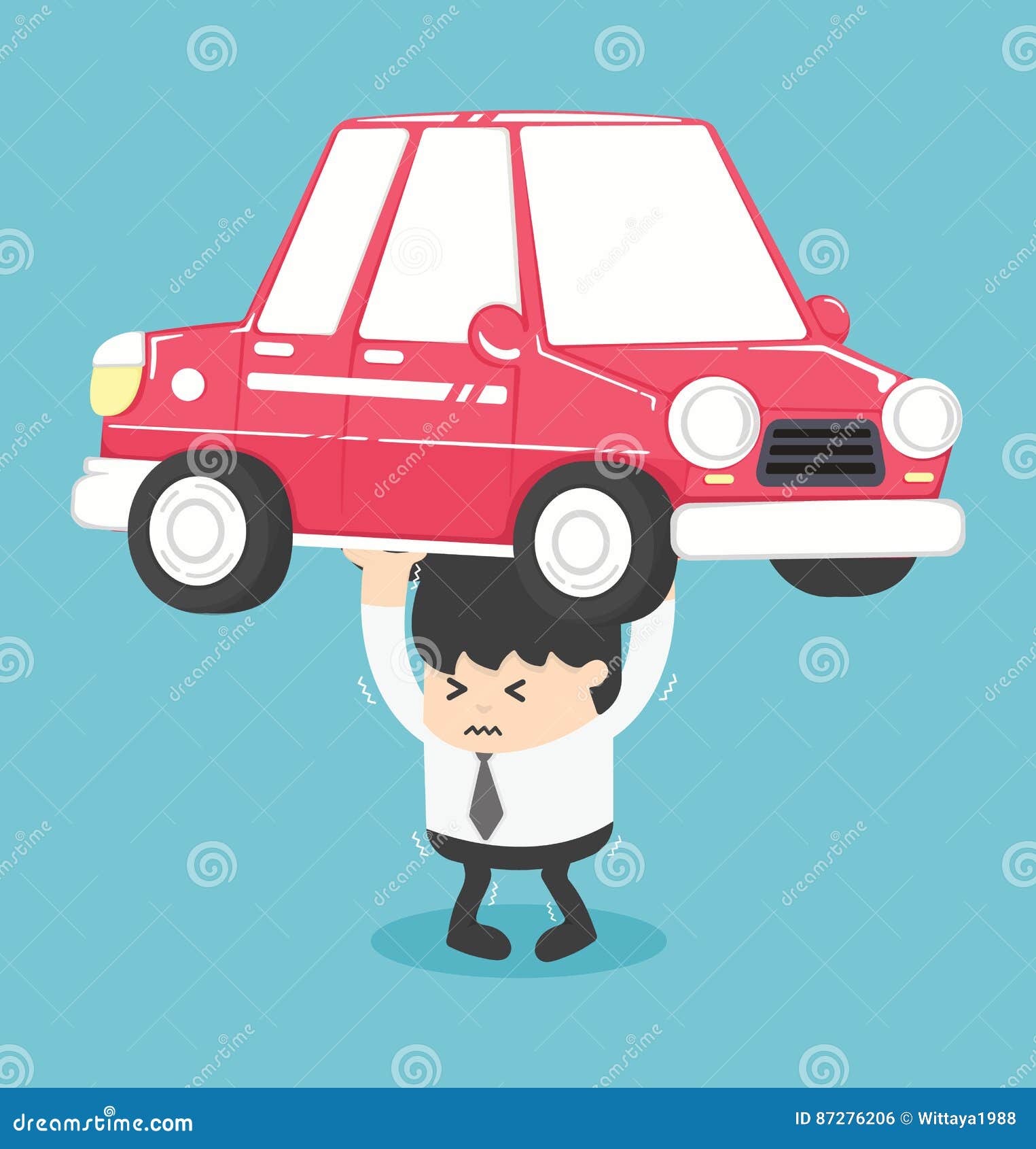 Businessman Carry a Heavy Car Stock Vector - Illustration of carry ...