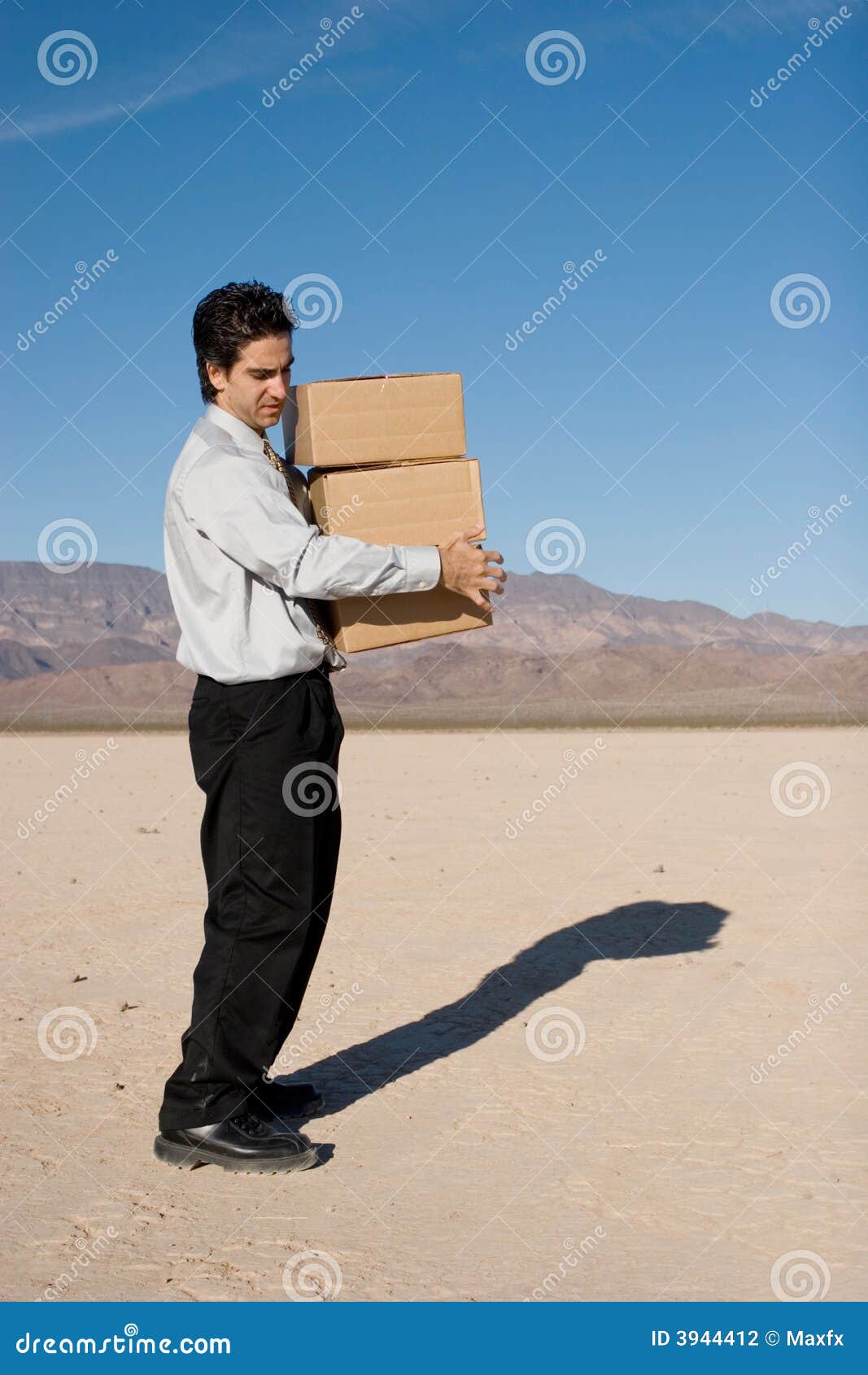 Businessman carrying boxes stock photo. Image of success - 3944412