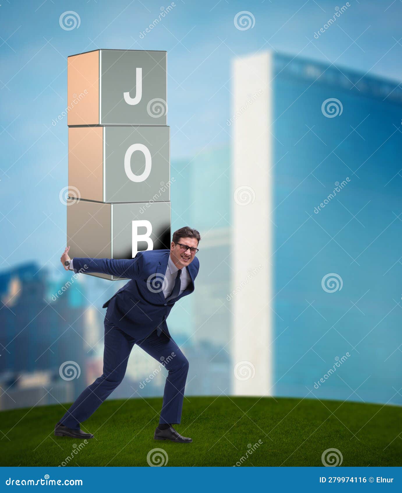 Businessman Carrying the Burden of His Job Stock Photo - Image of ...