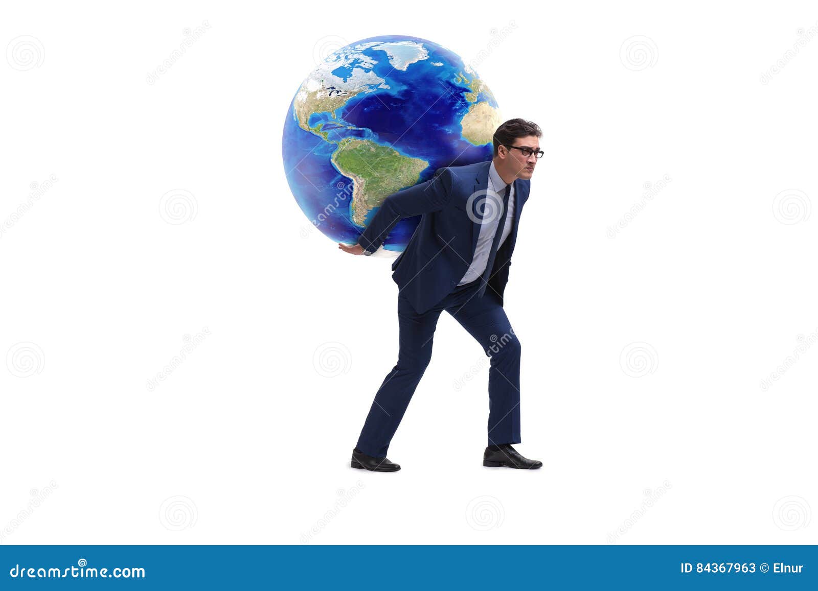 The Businessman Carrying Earth on His Shoulders Stock Image - Image of ...