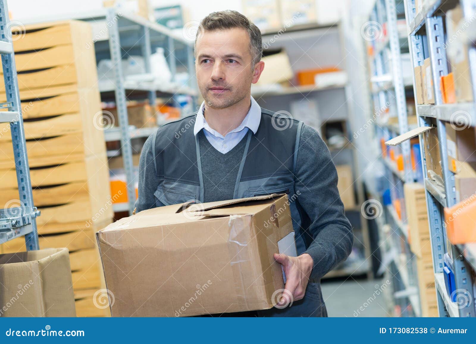 Businessman Carrying Empty Box Stock Photo - Image of color, delivery ...