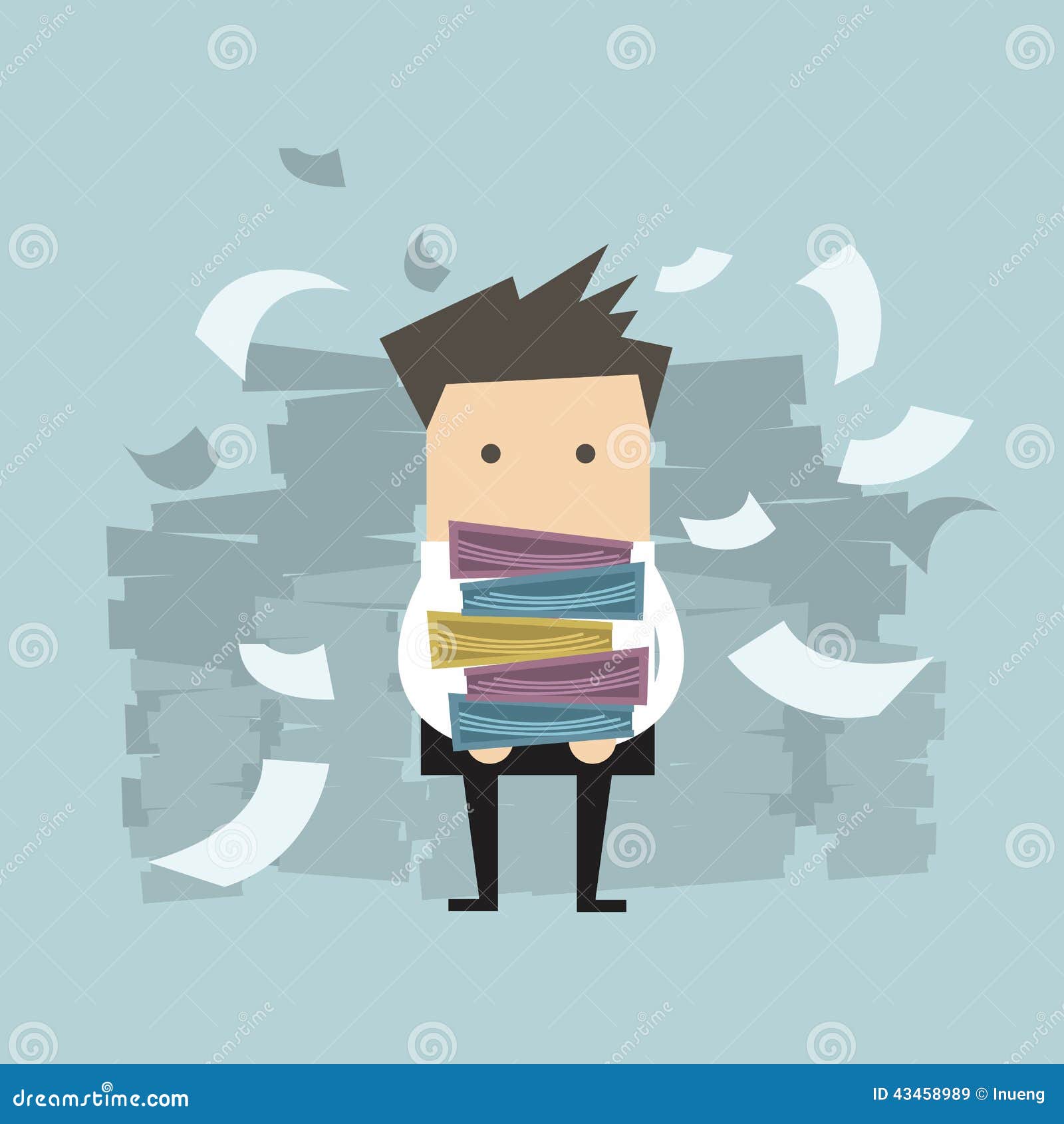 Businessman Carrying Folders and Paper Falling Down Stock Vector ...