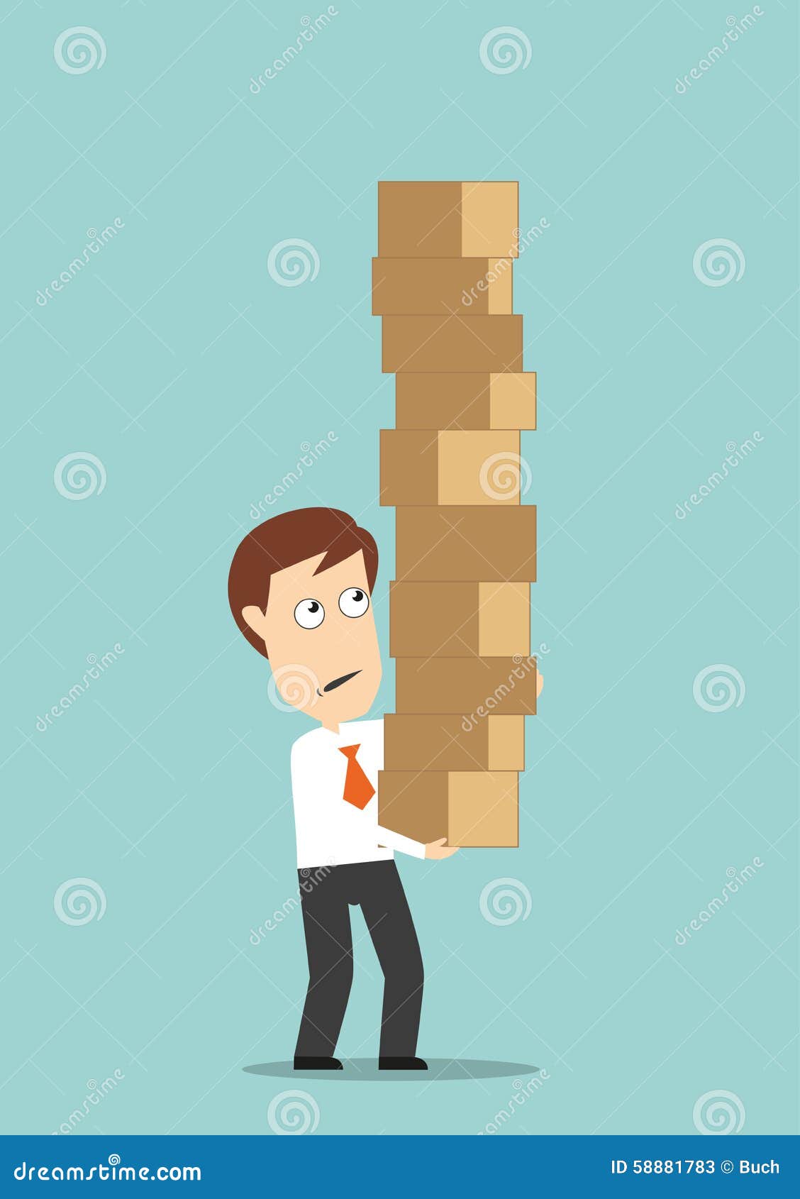 Businessman Carrying a High Stack of Boxes Stock Vector - Illustration ...