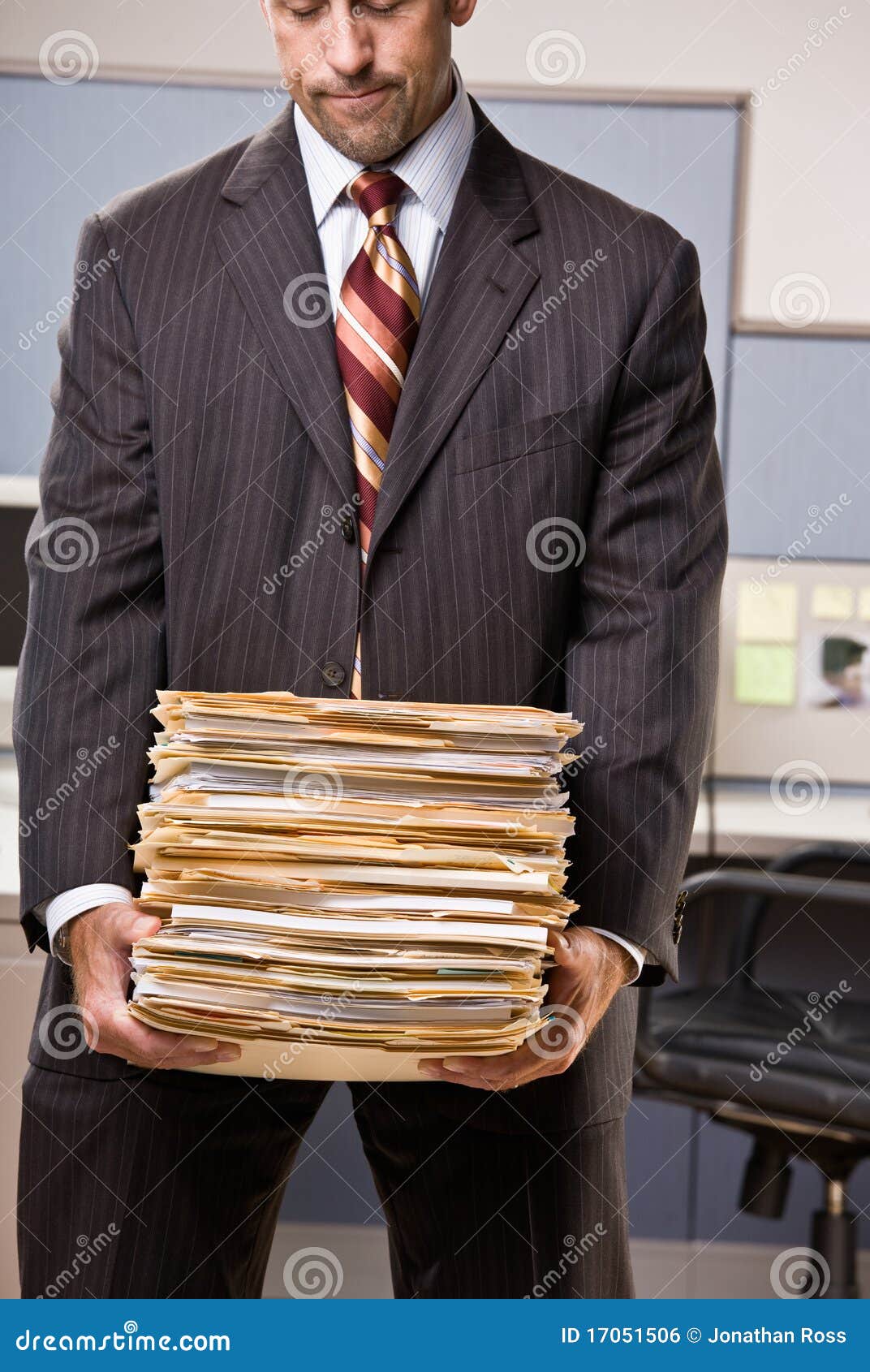 Businessman Carrying Stack of File Folders Stock Photo - Image of ...