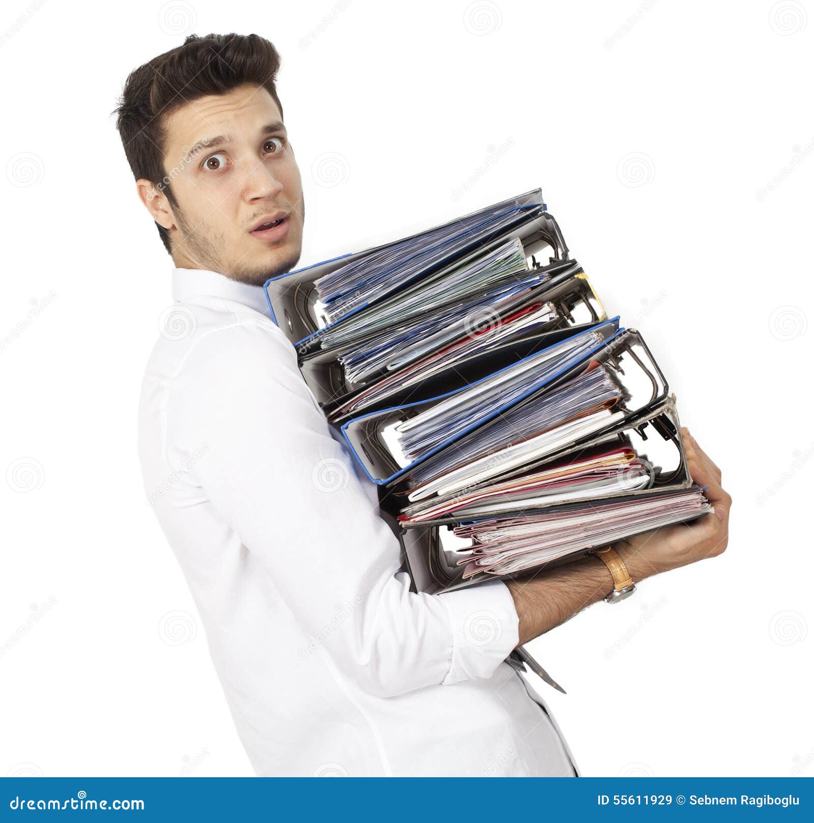 Businessman Carrying Stack of File Folders Stock Image - Image of ...