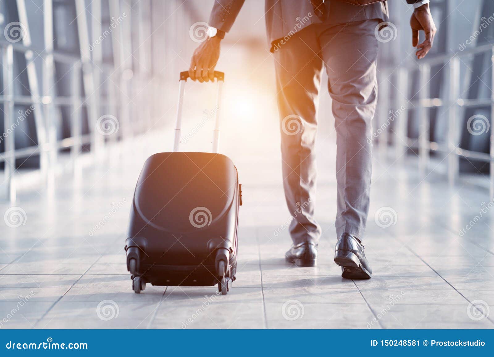 Businessman Carrying Suitcase, Walking through Passenger Boarding ... Businessman Carrying Suitcase, Walking through Passenger Boarding ...