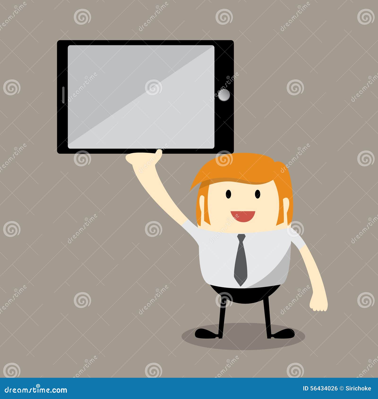 Businessman Cartoon Character Holding a Big Tablet PC Stock Vector ...