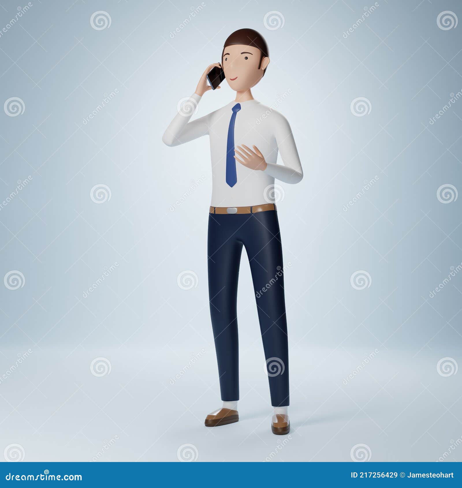 Businessman Cartoon Character Using Phone Stock Illustration ...