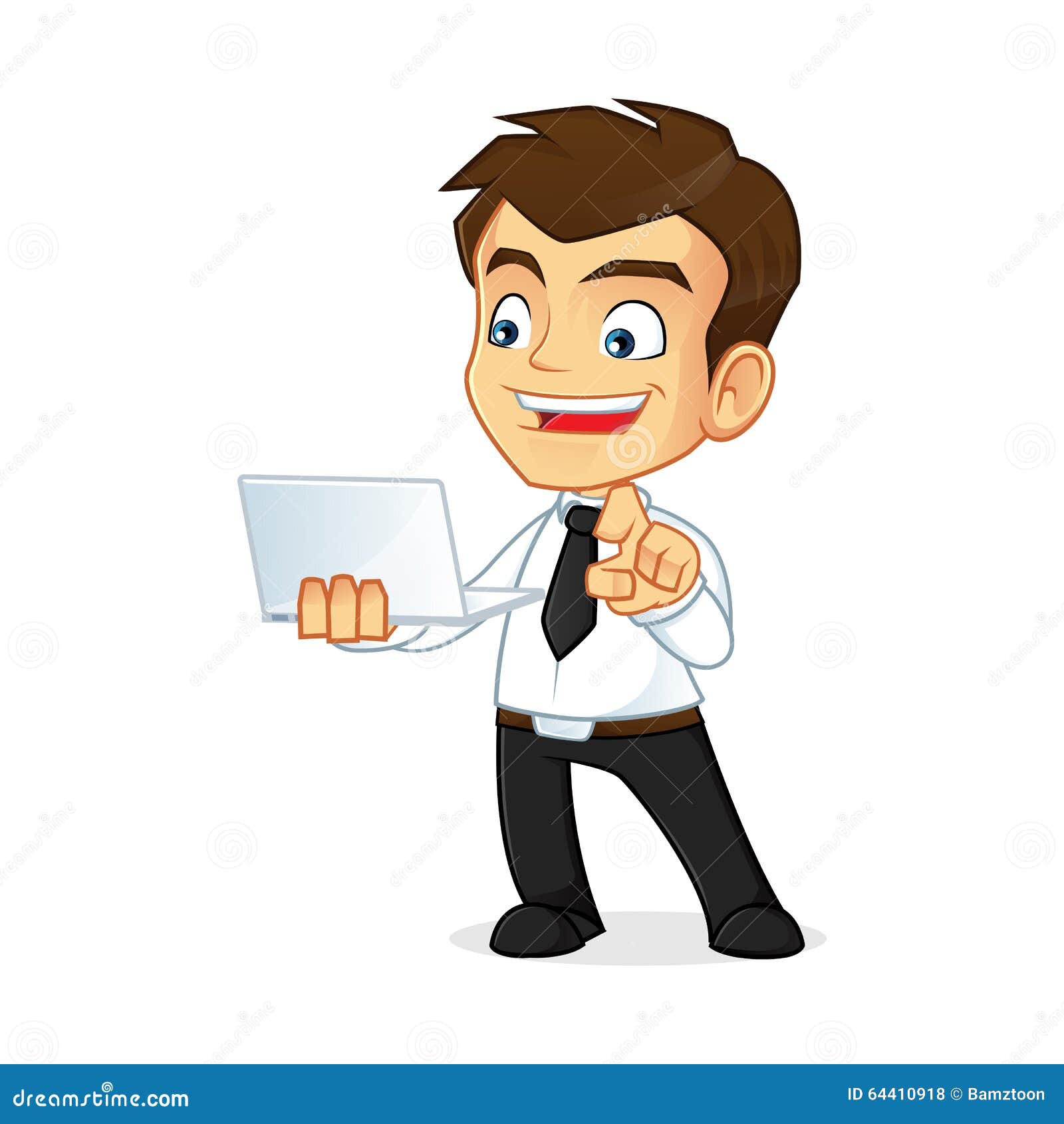 Businessman holding laptop stock vector. Illustration of person - 64410918