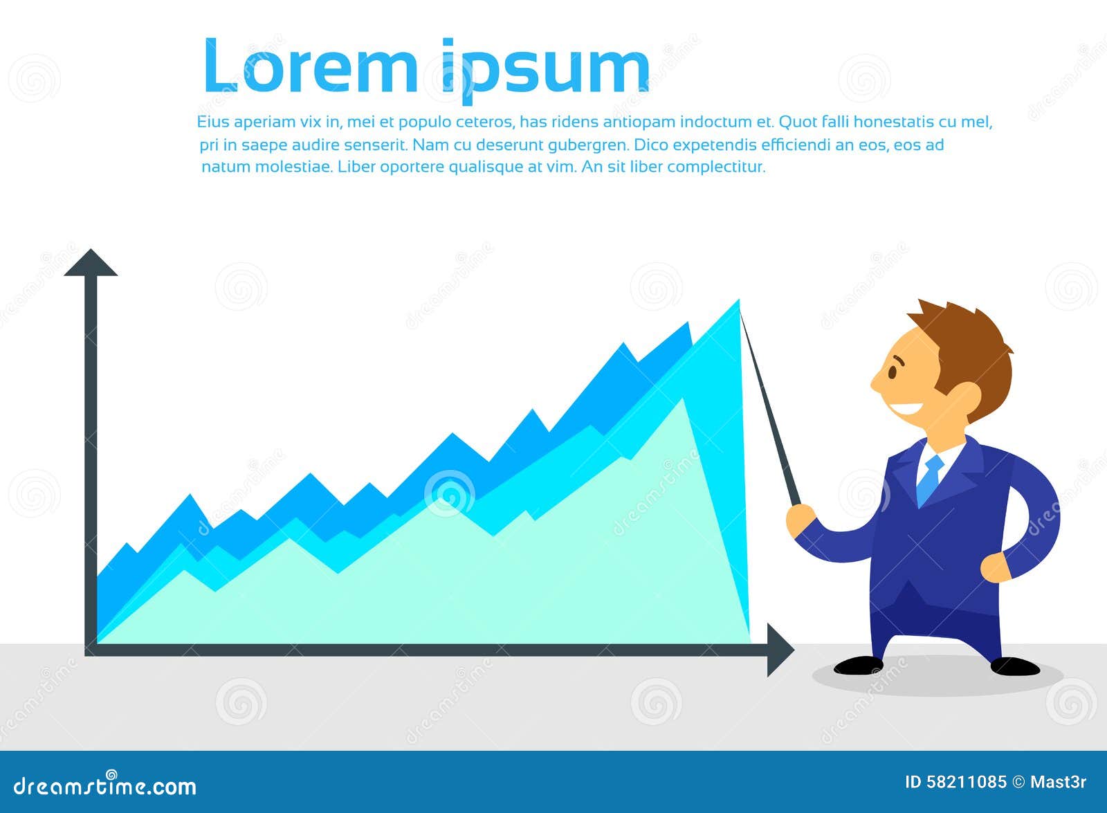 Businessman Cartoon Show Graph Flat Design Vector Stock Vector ...