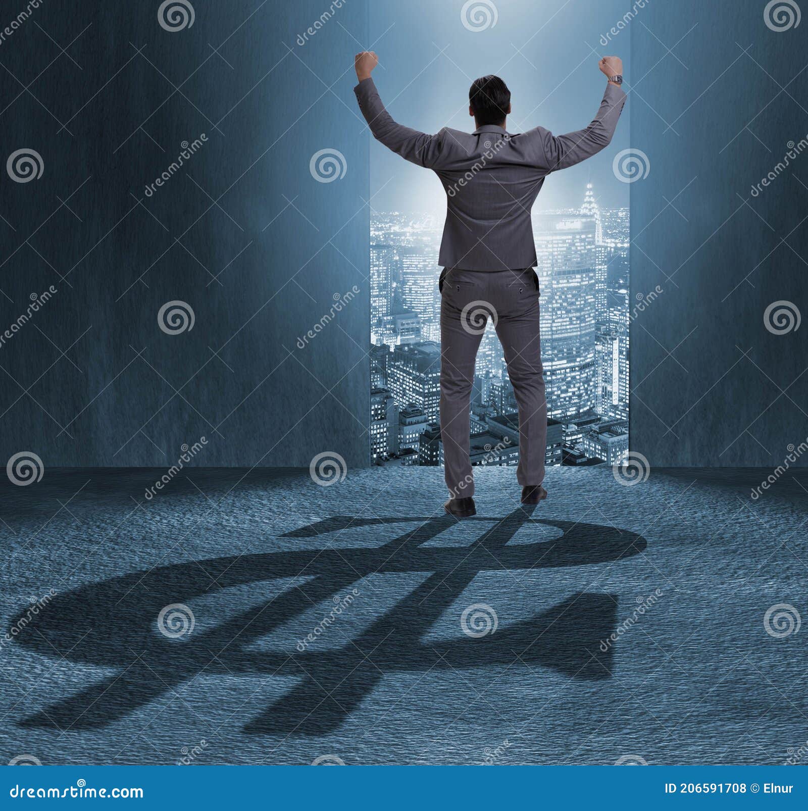 Businessman Casting Dollar Shape Shadow in Business Concept Stock Photo ...