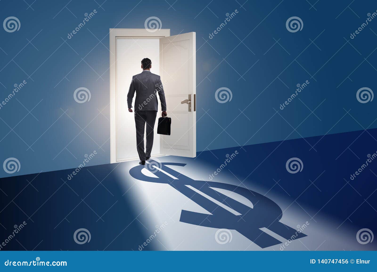 The Businessman Casting Shadow in Dollar Shape Stock Photo - Image of ...