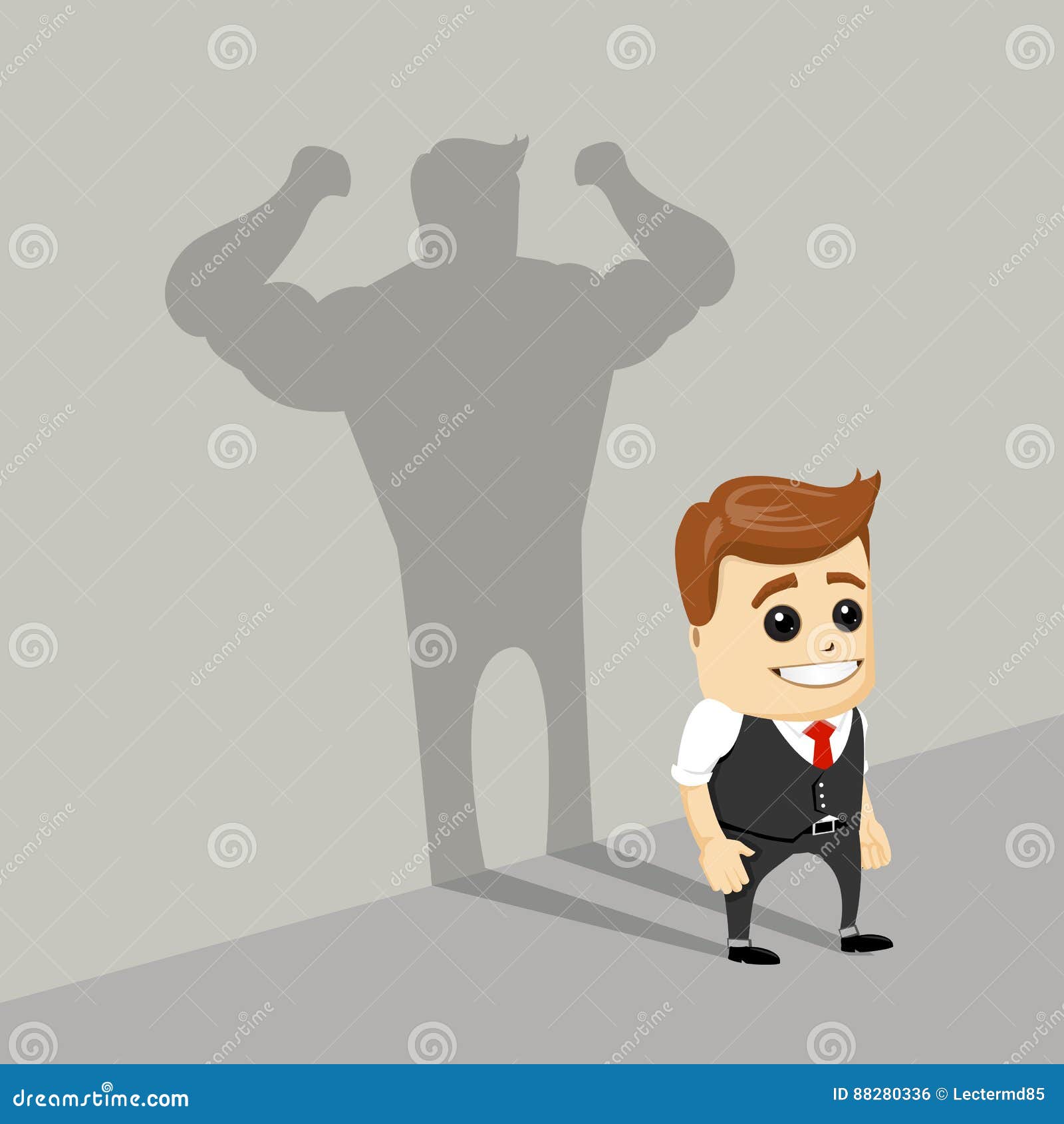 Businessman Casting Strong Man Shadow, Vector. Stock Vector ...