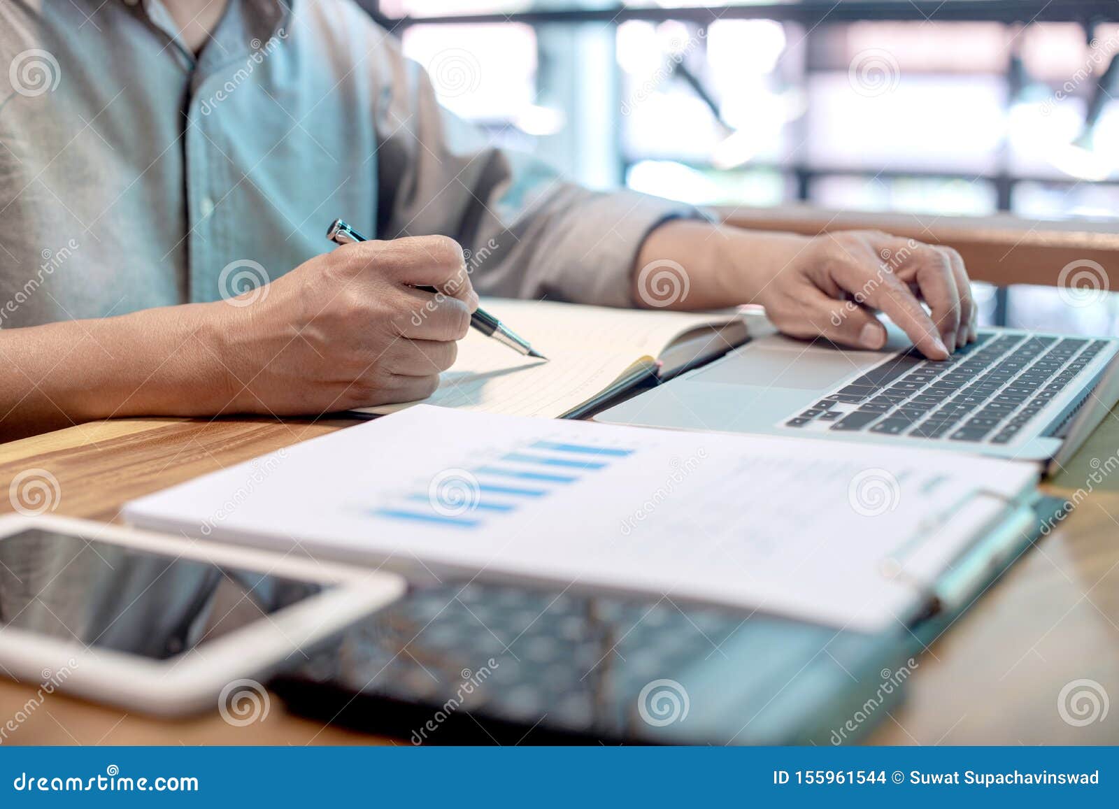 Businessman in Casual Style Working with Graph Stock Photo - Image of ...