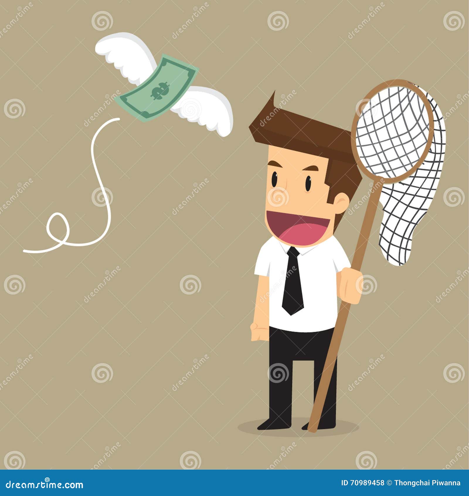 Businessman Catch Money Flying Stock Vector - Illustration of people ...