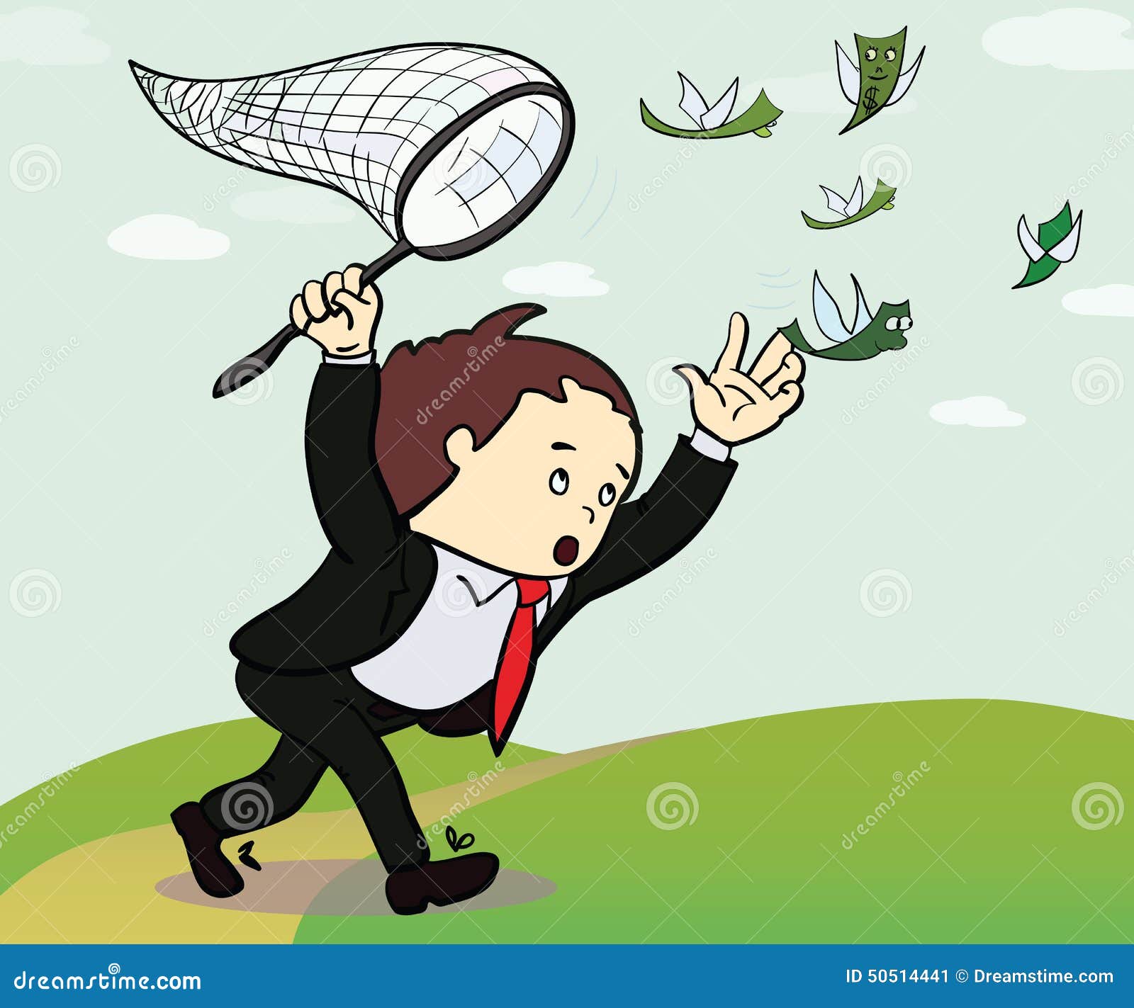 Businessman Catch a Money Illustration. Manager Stock Vector ...