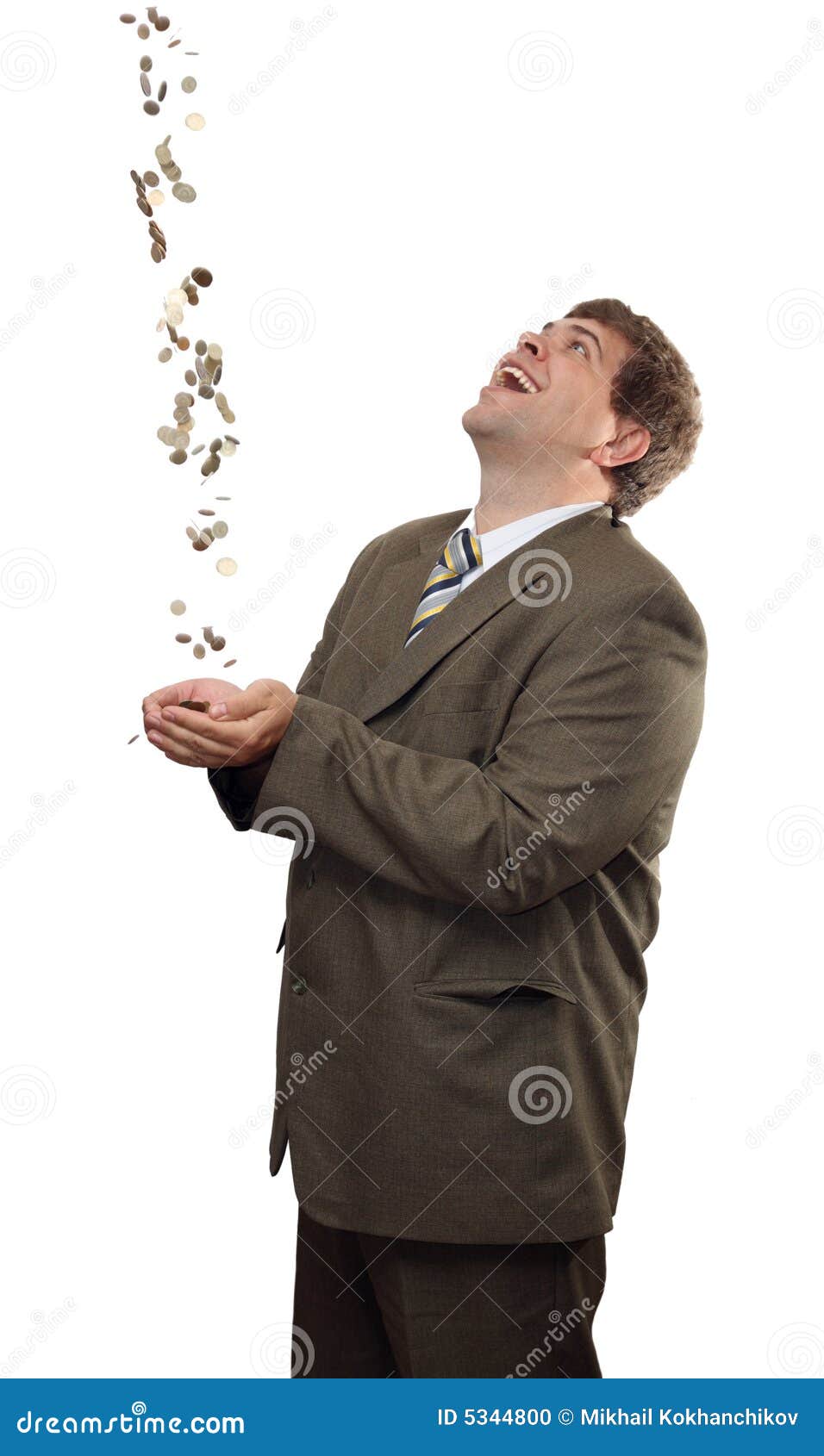Businessman Catching Falling Money Stock Photo - Image of lottery, sign ...