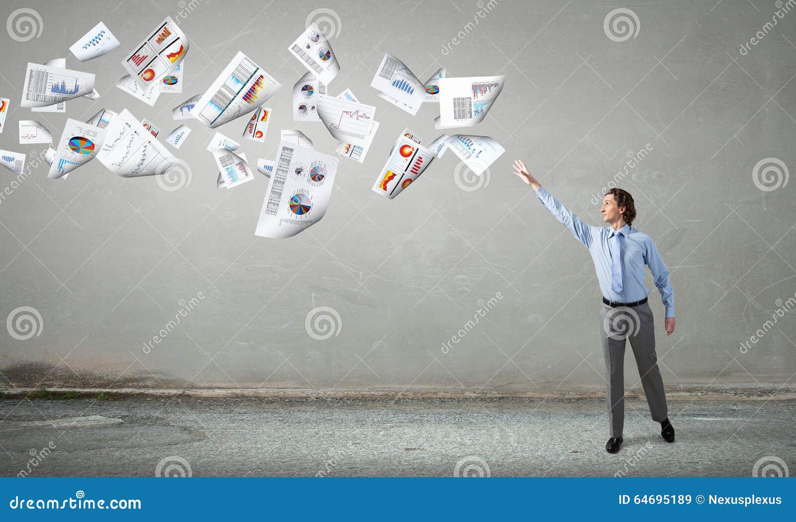 Businessman Catching Flying Papers Stock Image - Image of success ...