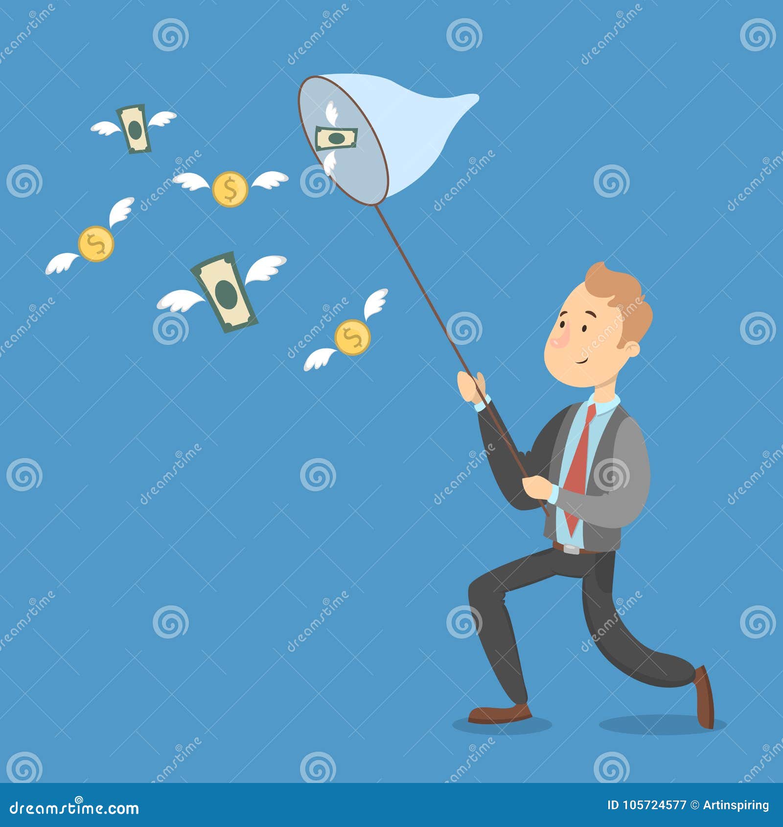 Businessman Catching Money. Stock Vector - Illustration of idea ...
