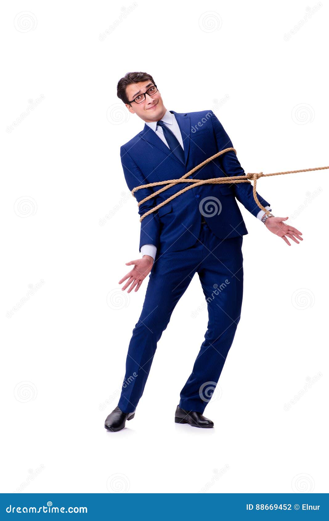 The Businessman Caught with Rope Lasso Isolated on White Stock Photo ...