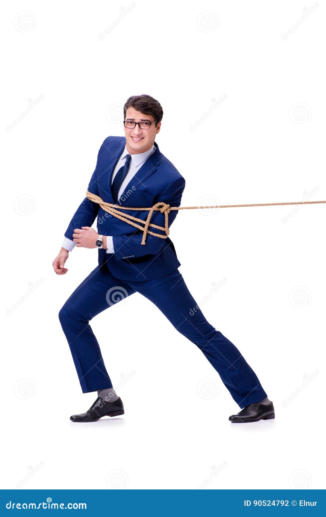 The Businessman Caught with Rope Lasso Isolated on White Stock Photo ...