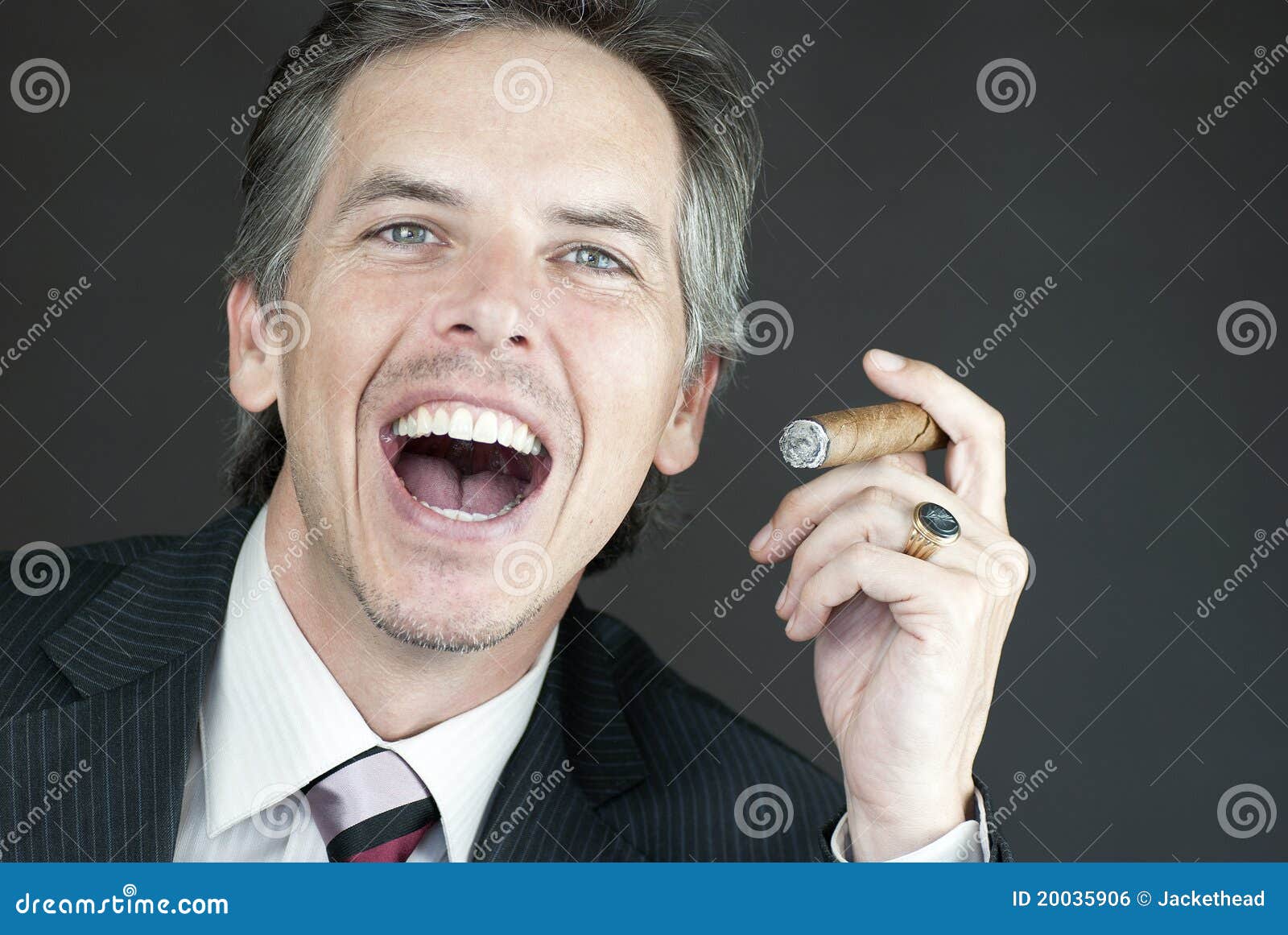Businessman Celebrates with Cigar Stock Photo - Image of pleasure ...