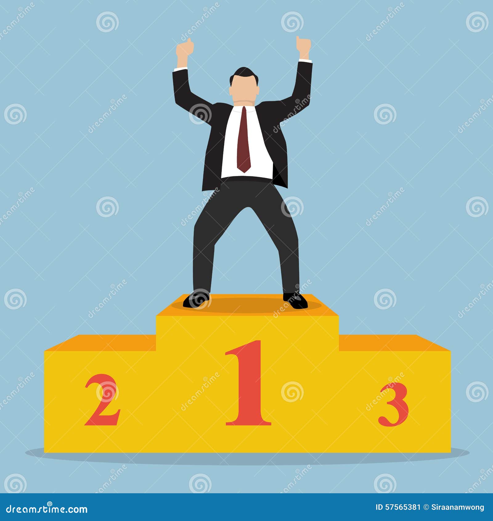 Businessman Celebrates on Winning Podium Stock Vector - Illustration of ...
