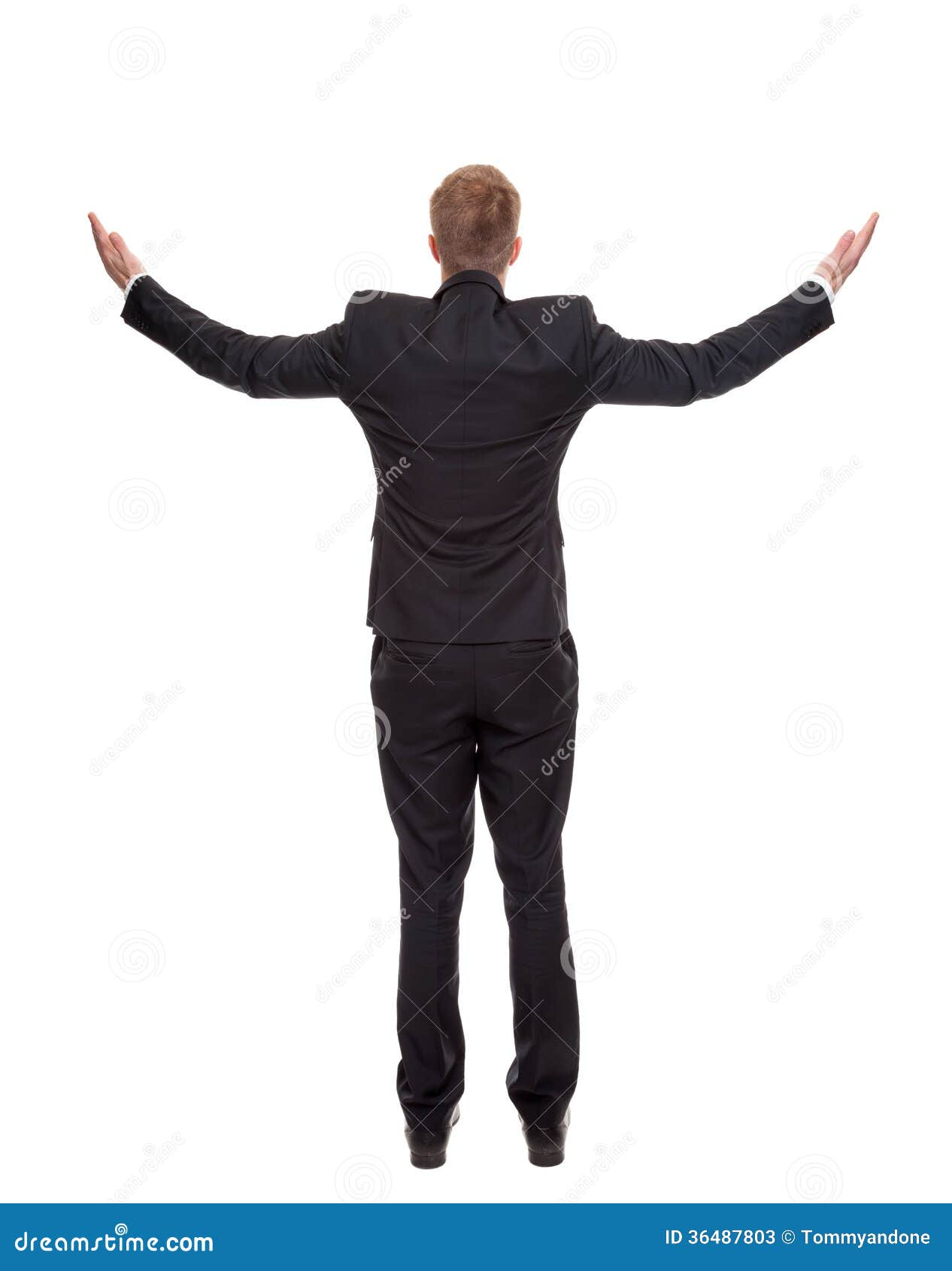 Businessman Celebrating with Raised Arms Stock Image - Image of full ...