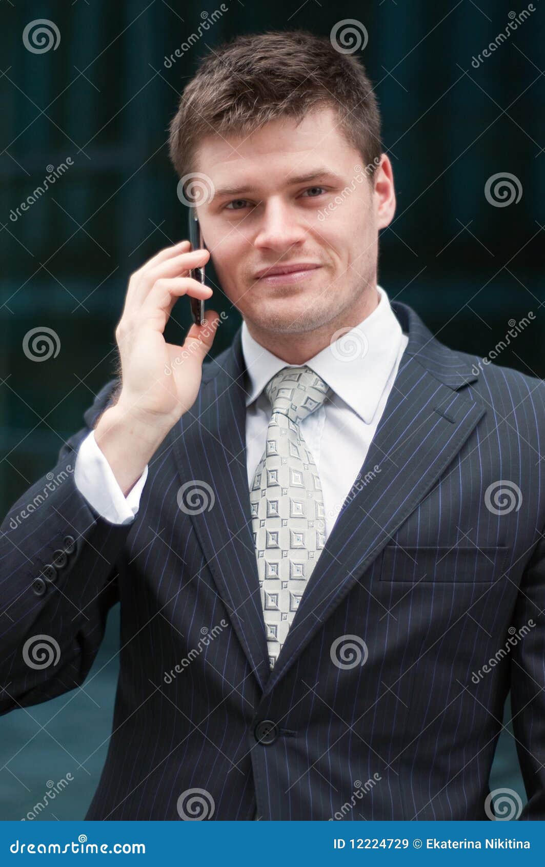 Businessman with Cell Phone Stock Image - Image of office, collar: 12224729