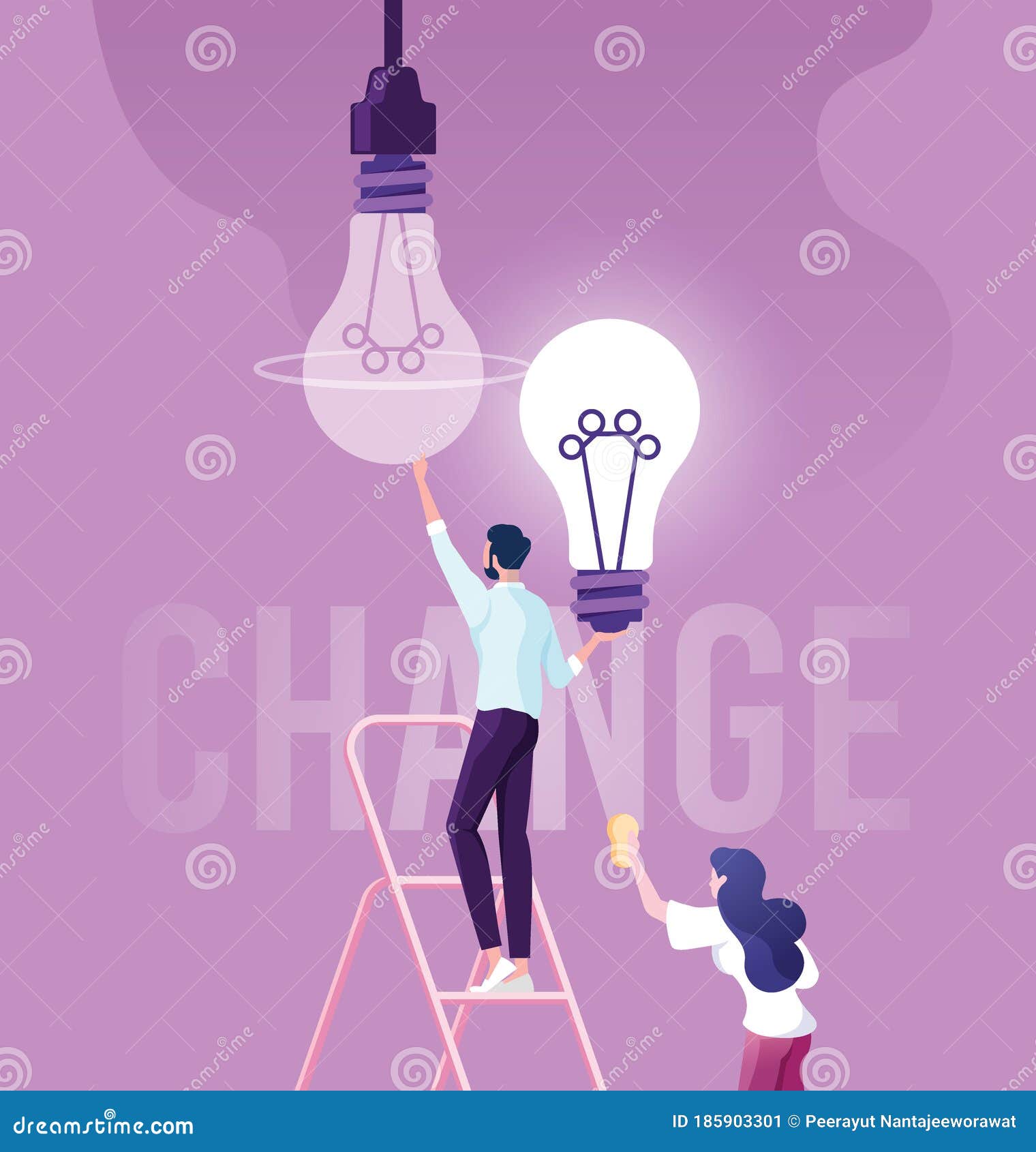Businessman Change Light Bulb, Changed the Idea Stock Vector ...