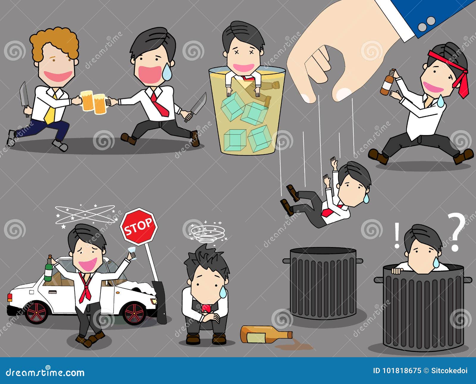 Businessman Character Drunk Theme. Stock Vector - Illustration of flat ...