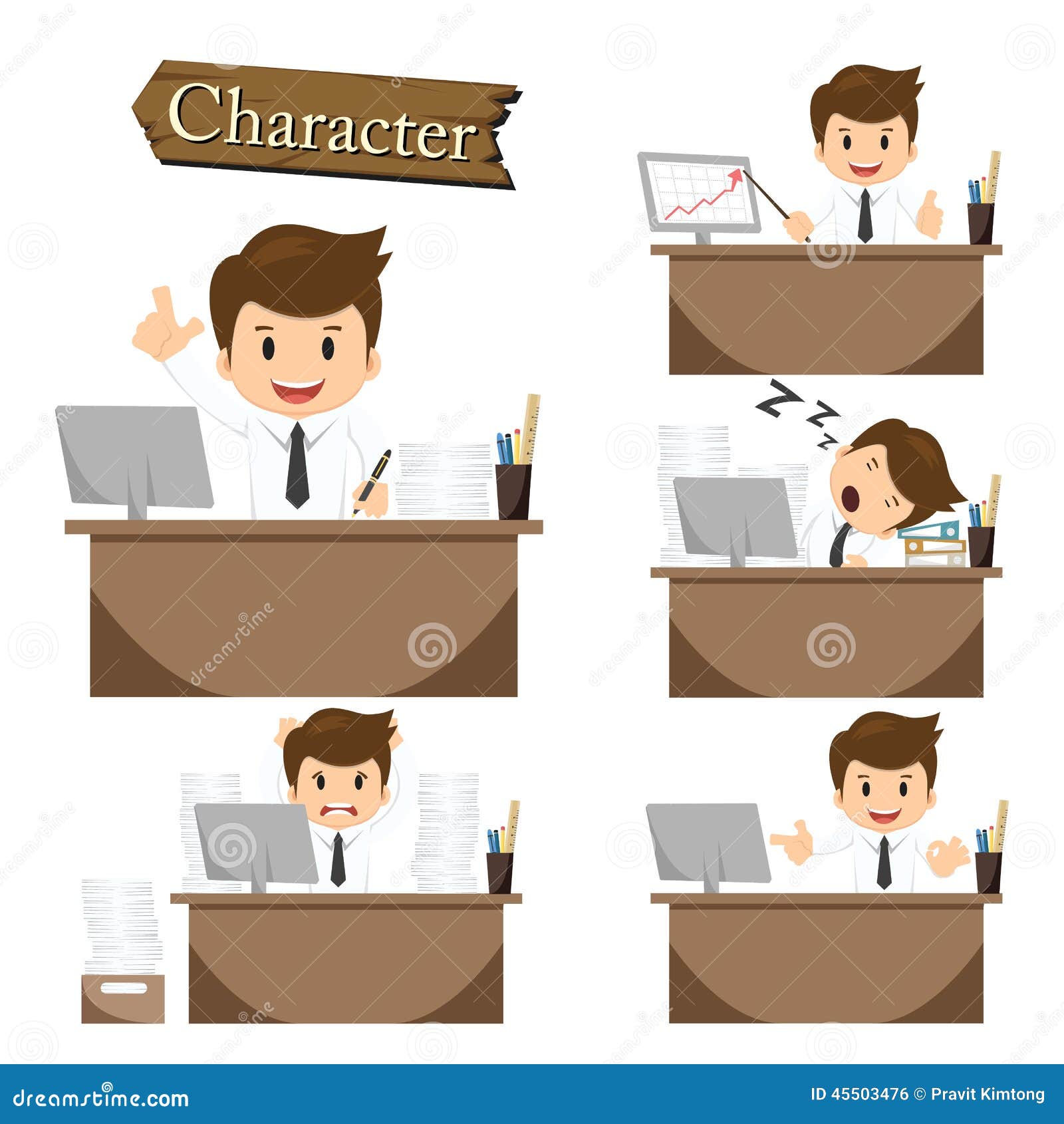 Businessman Character on Office Set Vector Stock Vector - Illustration ...