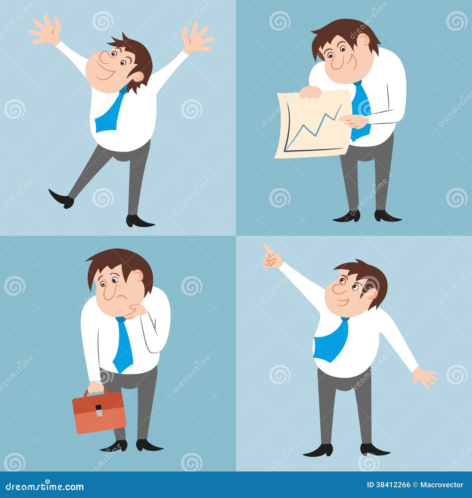 Businessman Character Poses Set Stock Vector - Illustration of person ...