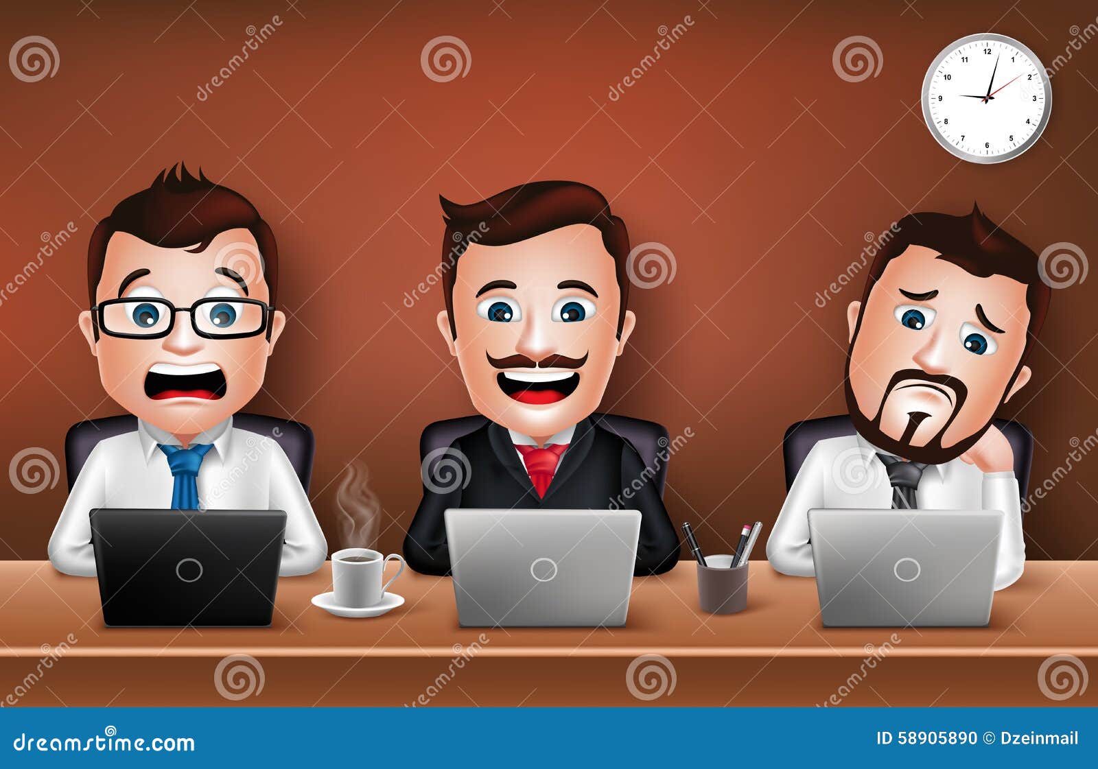 Businessman Character Working on Office Desk Table Stock Vector ...