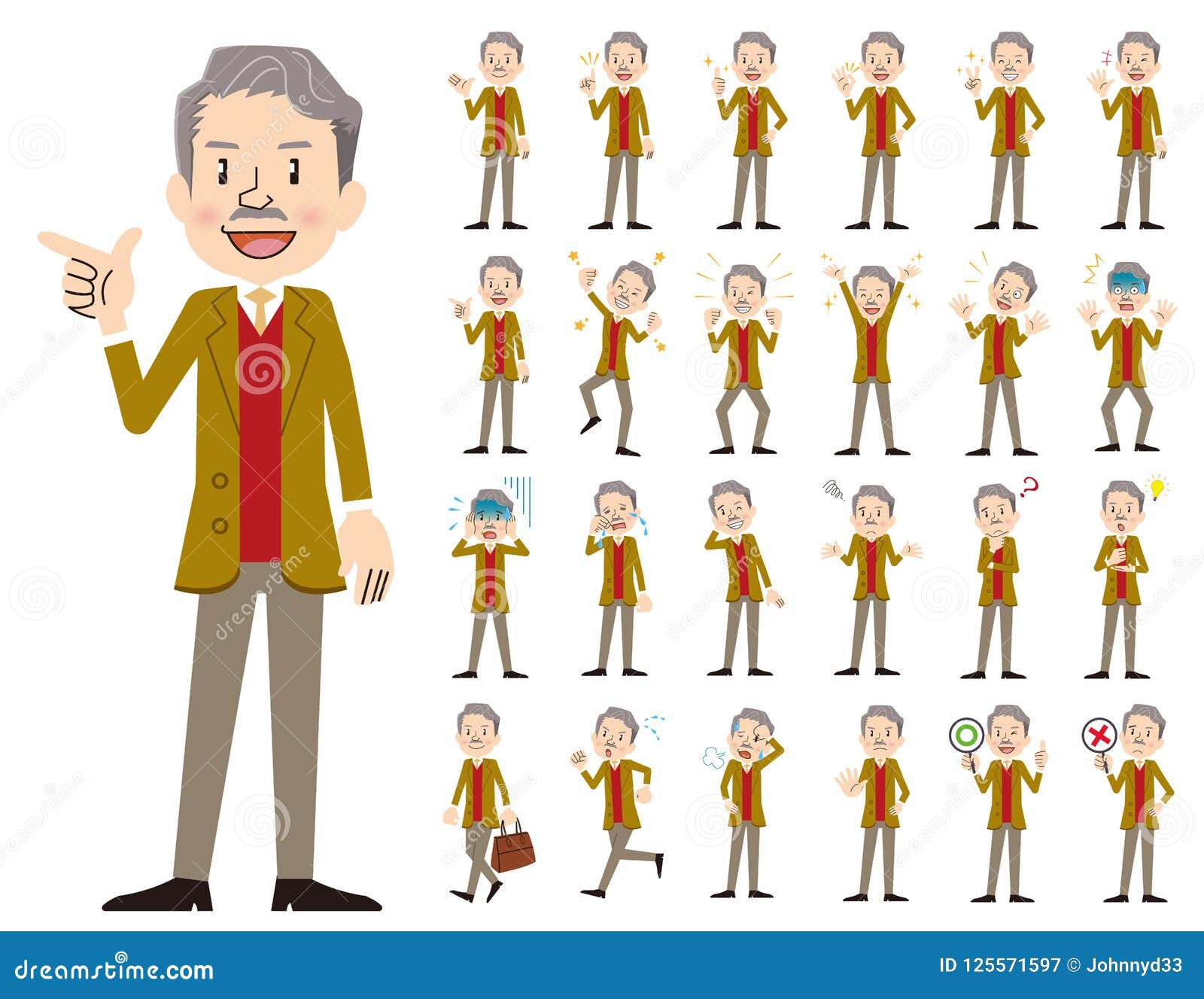 Businessman Charactor Set. Various Poses and Emotions. Stock Vector ...